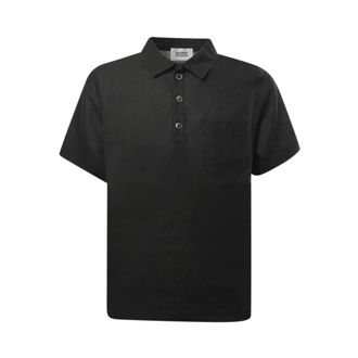 Alpha Studio Leinen Poloshirt - - Tops - Herren - Schwarzk - L