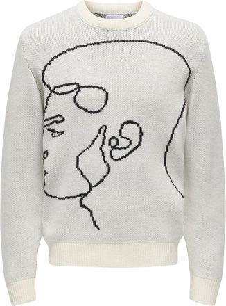 Only & Sons Herren Onshamilton RLX Ls Crew Knit Cs, Ecru, L