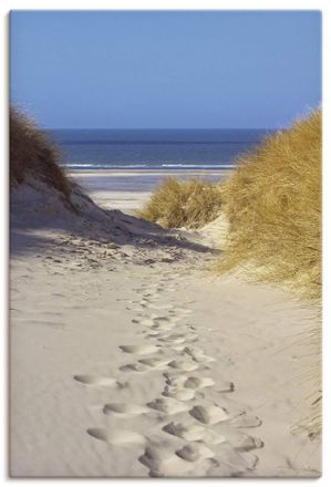 Artland Wanddeko Leinwand Bilder Wandbild 60x90 cm Strand Meer Maritim Küste Düne Gräser Nordsee Himmel Urlaub T1CF