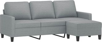 vidaXL Vidaxl - Canap&eacute; &agrave; 3 places avec repose-pieds Gris clair 180 cm Tissu