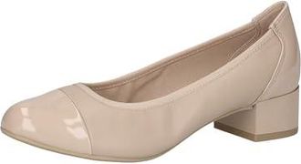 Caprice Escarpins Vernis pour Femme avec Talon Bloc - Largeur de la Chaussure H, Beige Nappa, 39 EU Weit