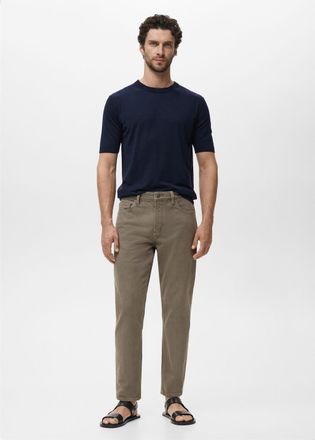 Mango Jean Ben cropped tapered-fit vert fonc&eacute; - Homme - 38 - MANGO MAN