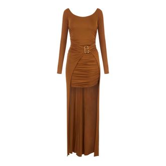 Elisabetta Franchi Red Carpet Kleid aus Cr&ecirc;pe Jersey - - Dresses - Damen - Braun - M
