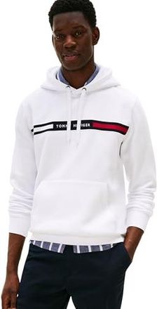 Tommy Hilfiger Sweat &agrave; Capuche Homme Chest Insert avec Poche Kangourou, Blanc (White), L
