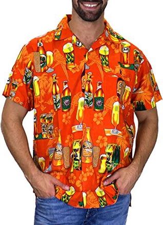 V.H.O. Funky Chemise-Hawaienne, Manche-Courte, Beerbottle, Orange, 6XL