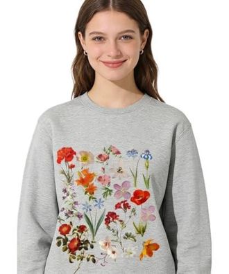 Generic Joli sweat-shirt graphique floral pour femme, surdimensionn&eacute;, manches longues, col rond, haut d&eacute;contract&eacute;, boh&egrave;me, coupe ample, chemises pour petit am