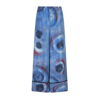 Marni Blue Holes Seiden-Habotai-Hose - - Trousers - Damen - Blau - XS