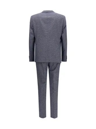 HUGO BOSS Mens Striped Viscose And Cotton Blend Suit Dark Blue Suits