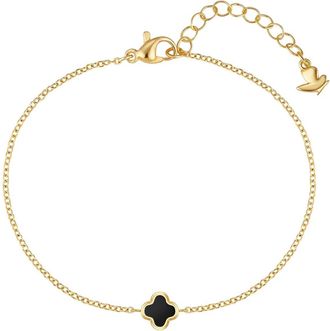 Glanzst&uuml;cke M&uuml;nchen Armband - Edelstahl Armband Achat Kleeblatt - Gr. ONESIZE - in Gold - f&uuml;r Damen