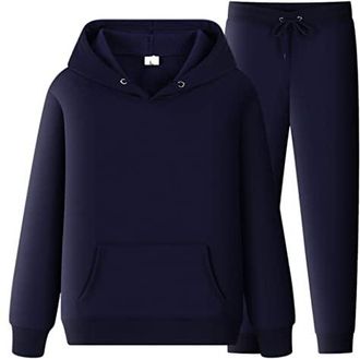 Generic Surv&ecirc;tement de sport en coton pour homme - Couleur unie - Sweat &agrave; capuche et baggy - Pantalon de jogging basique - Taille haute - Pull ample - Poignet