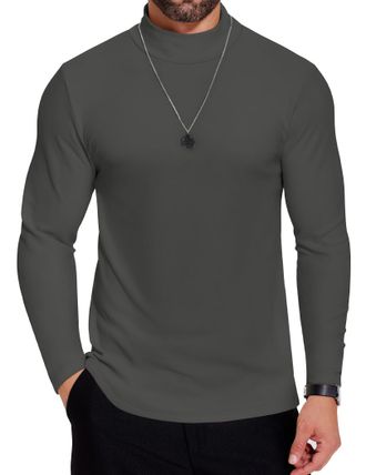 Coofandy Rollkragenshirt Herren Longsleeve Pullover Langarmshirt Dünn Rollkragenpullover Einfarbig Unterziehpulli Turtleneck Herrenrolli Männer Sweater Dunkelg
