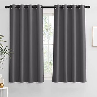 RYB Home Graue Verdunkelungsvorhänge für Wohnzimmer, Raumverdunkelung Privcay Fensterbehandlung für Schlafzimmer Schrank Keller, B46 x L54 Zoll, 2er Set Paneel
