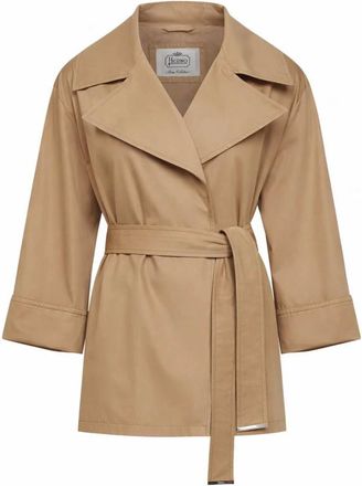 Herno Femme, Manteaux, Brun, Taille: 38 FR Imperm&eacute;able ceintur&eacute; en gabardine de coton
