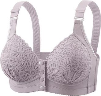 Generic Sous-v&ecirc;tements tendance et d&eacute;contract&eacute;s &agrave; boutons sur le devant et soutien-gorge confortable pour femme avec fermeture sur le devant, gris, 64