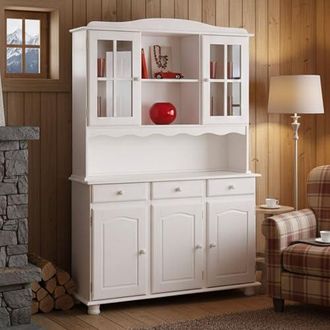 Dmora Kommode Moers, Wohnzimmerbuffet, Wohnzimmer-Sideboard, Moderne K&uuml;chen-Speisekammer, 130x32 h198 cm, Wei&szlig;