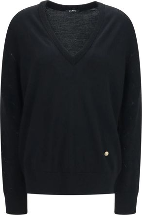 Balmain Pullover mit V-Ausschnitt und Rautenmuster - - Knitwear - Damen - Schwarzk - S