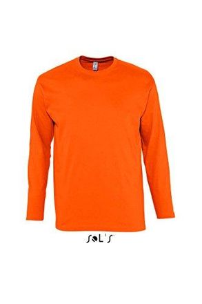 SOLS SolS Monarch - Tee-Shirt Homme à Manches Longues - col Rond - 100% Coton - Orange - XXL