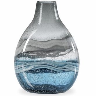 Torre & Tagus Andrea Mundgeblasene Glasvase f&uuml;r Heimdekoration, 27,9 cm hoch, gro&szlig;e Blaue Glasvase als Tafelaufsatz, handgefertigte Blaue Vasen f&uuml;r Dekoration im K&uuml;