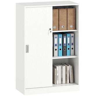 Vinsetto Armoire de Bureau 2 Portes coulissantes verrouillables dim. 80L x 40l x 120H cm 2 &eacute;tag&egrave;res en Bois Blanc