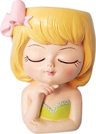 Generic Dekoratives M&auml;dchen Gesicht Pflanzer - Frauenkopf -Pflanzerentw&auml;sserung, Innengesichtskulptur | Innenhauptbeobachter mit bl&uuml;hbarem Harzkonstruktion, B