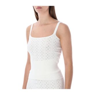 J.W.Anderson Ensemble d&eacute;bardeur et short en maille c&ocirc;tel&eacute;e - Femme - Tops - Blanc - Taille: 40 FR