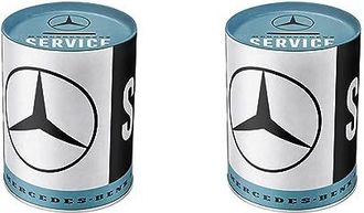 Nostalgic Art Retro Spardose, 1 l, Mercedes-Benz - Service - Geschenk-Idee für Auto Accessoires Fans, Sparschwein aus Metall, Vintage Blech-Sparbüchse (Packung mit 