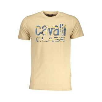 Cavalli Beiger Baumwoll-Rundhals-T-Shirt - - Tops - Herren - Beige - XL
