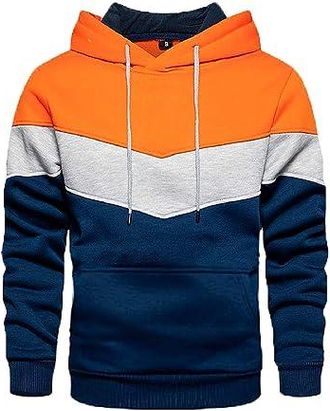 Generic Pull &agrave; capuche pour homme | Sweat-shirts &agrave; capuche &agrave; blocs de couleur | Sweat &agrave; capuche &agrave; manches longues avec cordon de serrage | Sweat-shirt &agrave; capuc