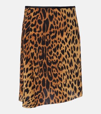 Gucci Jupe midi en soie &agrave; imprim&eacute; l&eacute;opard