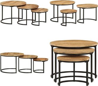 vidaXL Vidaxl - Satztische 3 Stk. Raues Massivholz Mango - Couchtisch - Mangoholz - Esszimmertisch - Wohnzimmertisch - Sideboard - Home & Living