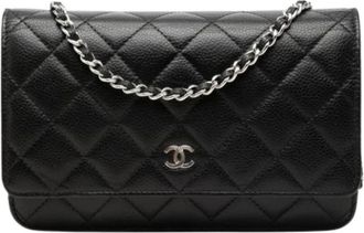 Chanel Portefeuille sur cha&icirc;ne Pre-owned - Femme - Pre-owned - Noir - Taille: ONE Size