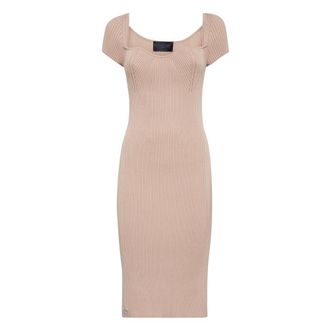 Philipp Plein Femme, Robes, Beige, Taille: 36 FR Knit Midi Dress