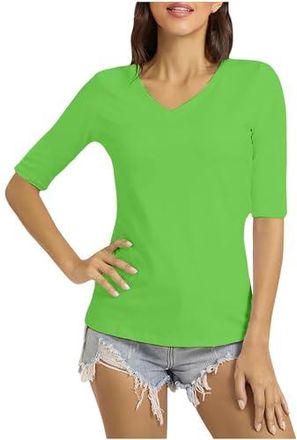 Generic T-shirt de sport à manches mi-longues pour femme - Coupe ajustée - Col en V - T-shirt dété pour fitness, entraînement, yoga, pilates - Aujourdhui 2025