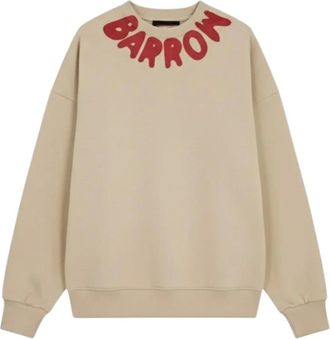 Barrow Barrow, Homme, Sweatshirts et sweats &agrave; capuche, Beige, Taille: XS Felpa stampa Girocollo Profili a coste