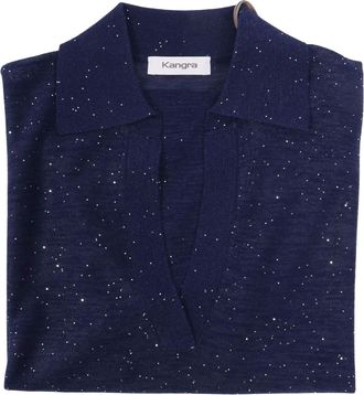 Kangra Cashmere Kangra Cachemire Polo Aperta M.Corta Con Micro Paillettes