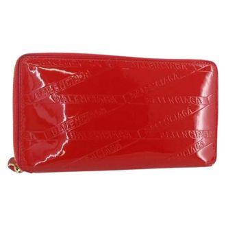 Balenciaga Portefeuille en Toile Enduite dOccasion - Femme - Pre-owned - Rouge - Taille: ONE Size