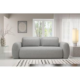 Fun M&ouml;bel Sofa 3-Sitzer mit Schlaffunktion gaston in Stoff Puente Hellgrau