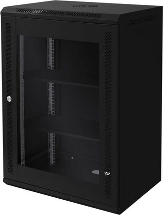 ECD Germany Ecd Germany - Netzwerkschrank 16 he, Serverschrank 19 Zoll, Schwarz, Wandmontage, 450 mm Tiefe, 600 x 850 x 450 mm, voll montiert, Server Geh&auml;use mit