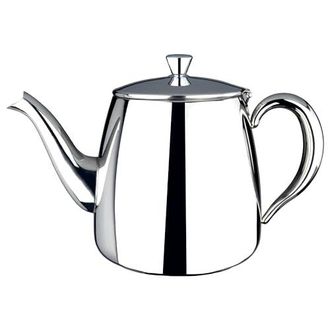 Café Olé Cafe Ole PT-070 Erstklassige Premium Teekanne, 18/10 Edelstahl, 70 Ounces, Tropffreies Ausgießen, Hohle Griffen & Klappdeckel, Silber