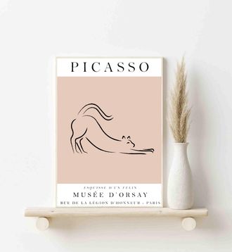 Generic Wandkunst-Dekoration, Pablo Picasso, gezeichnete Linien, Zeichnung, wei&szlig;e Drucke, ungerahmt (Gr&ouml;&szlig;e 210 x 297 mm) (Picasso Art Exhibition 8)