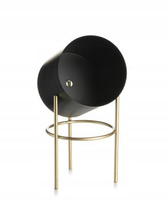 HowHomely Blumenst&auml;nder Metall - Pflanzenst&auml;nder 20 x 12 cm mit Schwarz Pflanzschale 12 cm &Oslash; auf Goldene Beine - Moderner Blumentopfst&auml;nder f&uuml;r die Hausdekorati