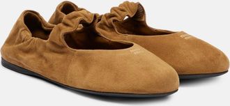 Miu Miu Ballerines Mary Jane Ruches en daim