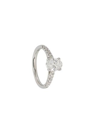 Bespoke 18ct white gold & diamond oval-cut ring 50.5EU