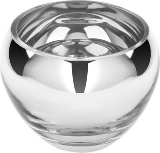 Fink COLORE Teelichthalter Glas Gold spülmaschinengeeignet, Größe: 9 cm, Durchmesser: 12 cm, 115050, Silber, 9 x 12 cm