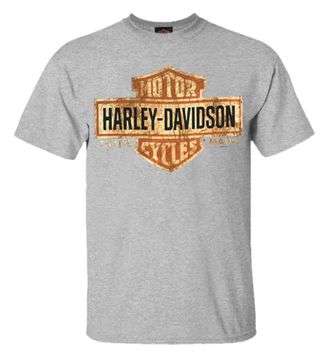Harley-Davidson Harley-Davidson Mens Tee, Distressed Bar & Shield Short Sleeve 30296597 (4XL) Athletic Grey