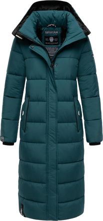 Navahoo Damen Wintermantel warmer Steppmantel lang mit abnehmbarer Kapuze Isalie Ocean Green Gr. 3XL