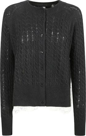 Ermanno Scervino Femme, Pulls, Noir, Taille: 38 FR Cardigan en maille torsad&eacute;e