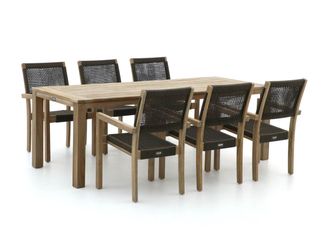 Rough Country Rustic Furniture ROUGH Batang/ROUGH-S 220 cm Gartenmöbel-Set 7-teilig stapelbar