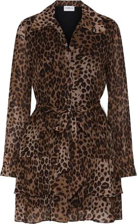 Marella robe courte Fabio à imprimé léopard - Marron