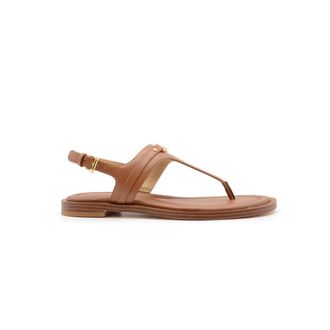 Michael Kors Braune Leder T-Riemen flache Sandalen - - Shoes - Damen - Braun - 36 EU